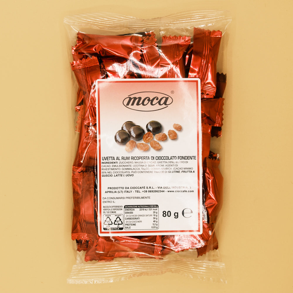 Bolero Moca - Uvetta al rum ricoperta di cioccolato fondente confezion